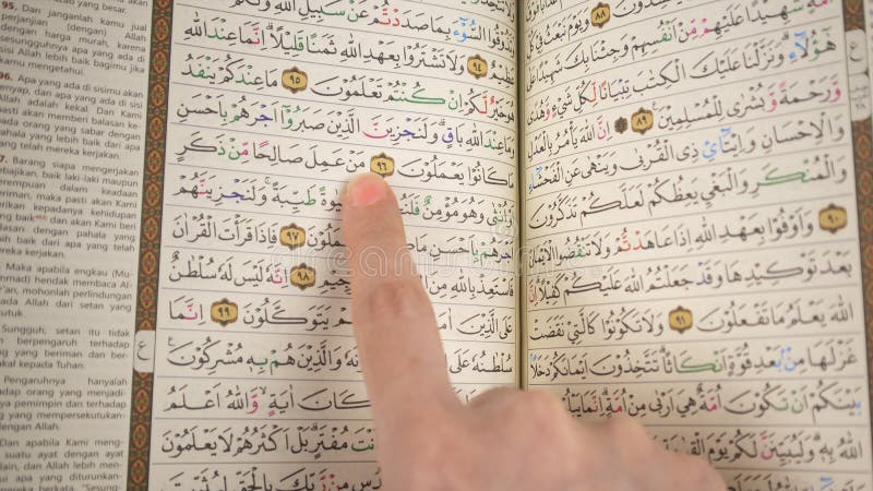 Hand Pointing To a Verse in Holy Quran Stock Image - Image of islam ...