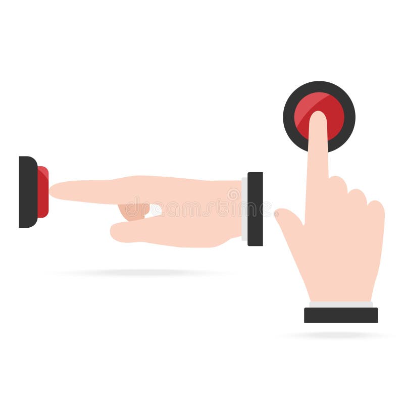 Hand and Finger Press on Red Button Icon Stock Vector - Illustration of ...