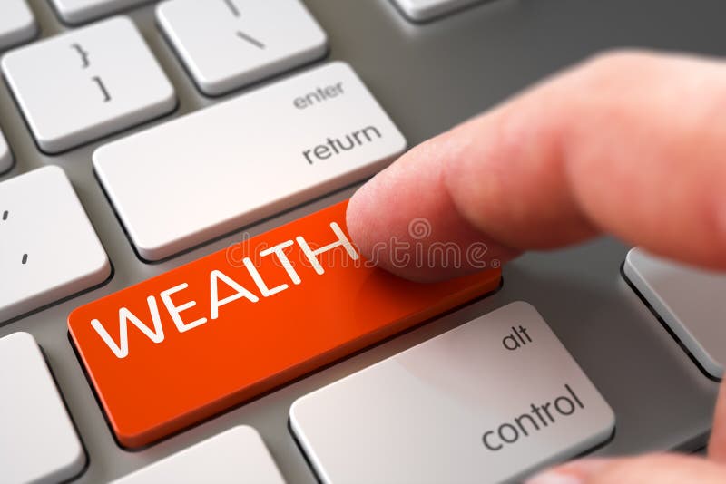 Hand Finger Press Wealth Button. 3D. Stock Image - Image of keypad ...