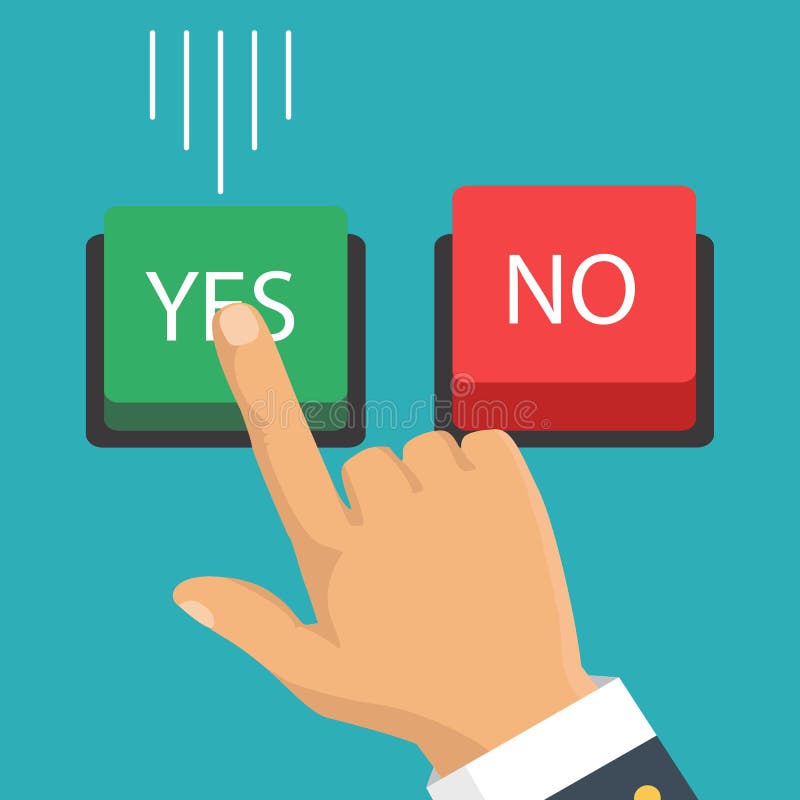 Hand, Finger Pressing Buttons No or Yes. Vector Illustration. Stock ...