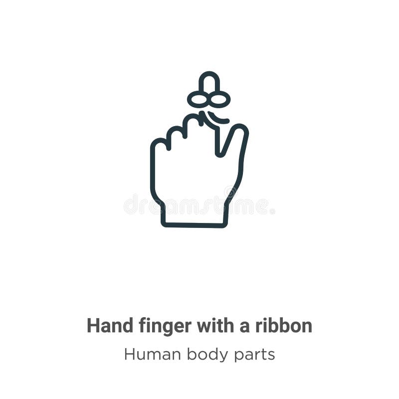 Hand Finger with a Ribbon Outline Vector Icon. Thin Line Black Hand ...