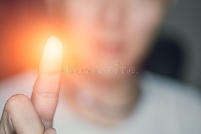 Hand Finger Touch, Power of Fingerprint Stock Image - Image of button ...