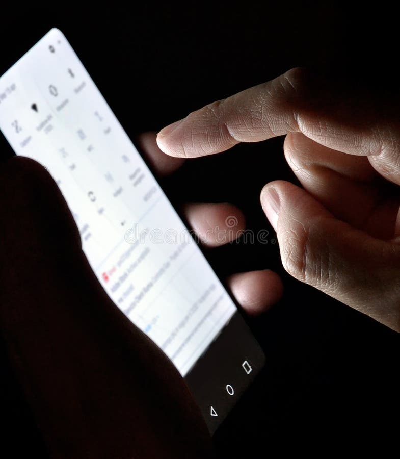 Finger Touching the Cell Phone Screen Stock Photo - Image of hand ...