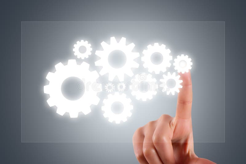 Hand Finger Touching Disks stock photo. Image of pointing - 40046214