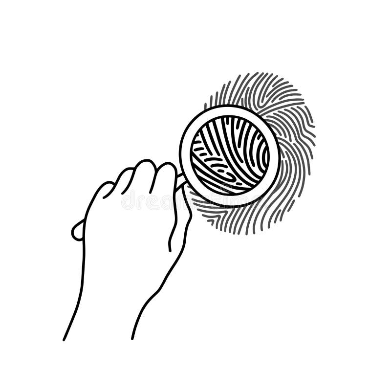 Hand and Fingerprint Identification, Magnify Stock Vector ...