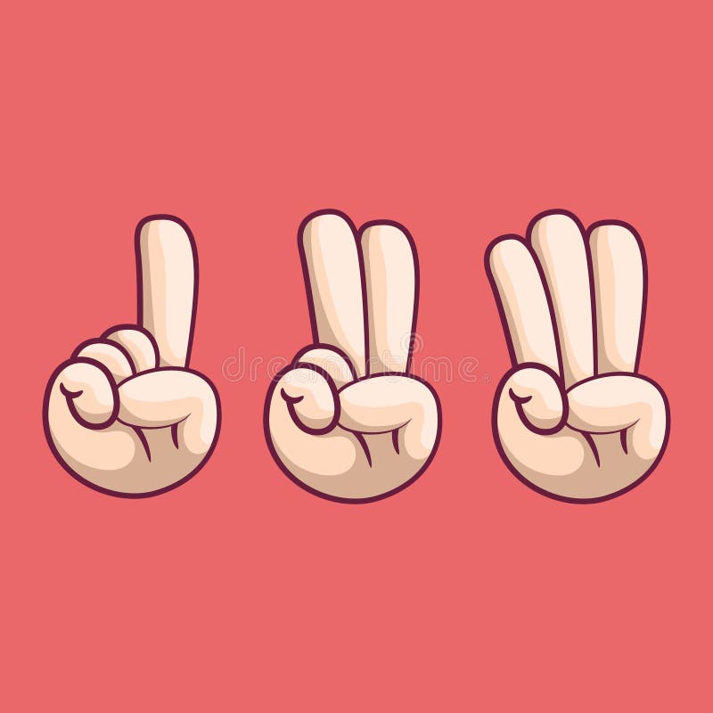 Hand with Fingers Up To One To Three Vector Illustrations. Stock Vector ...