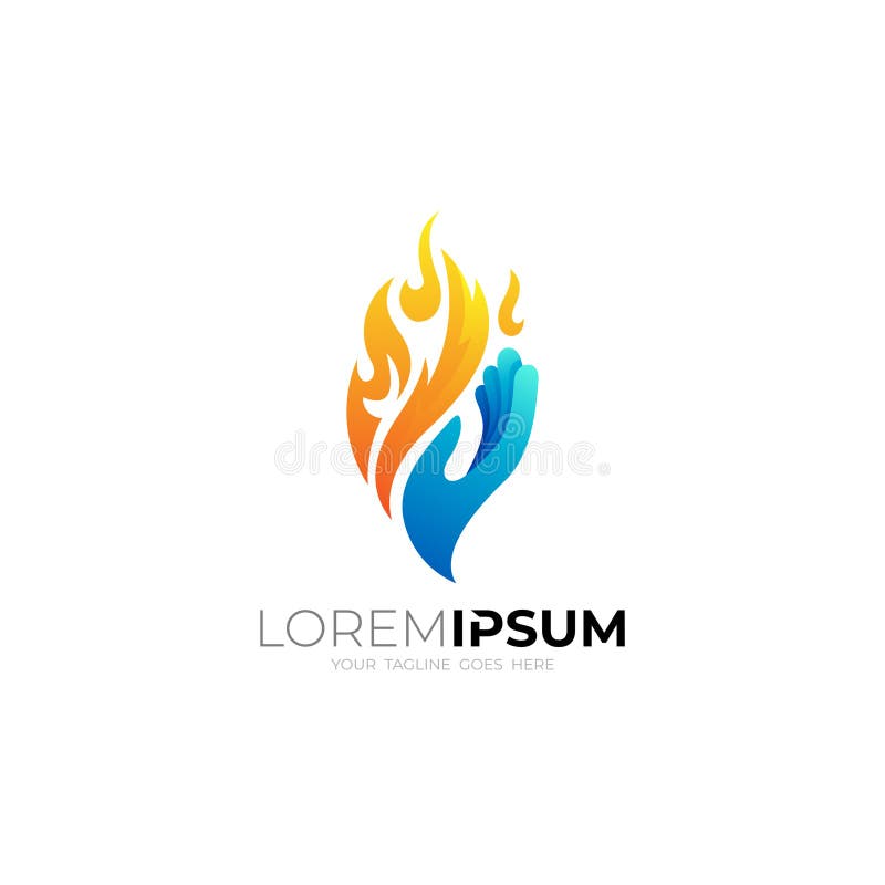 Hand and Fire Design Combination, Danger Logos Stock Vector ...