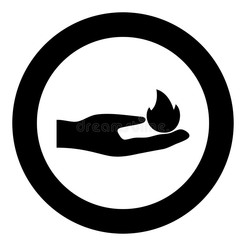 Hand in Fire Icon Black Color Illustration Flat Style Simple Image ...