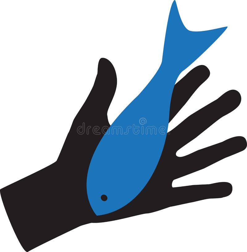 Hand and Fish Illustration stock vector. Illustration of seafood - 81434447