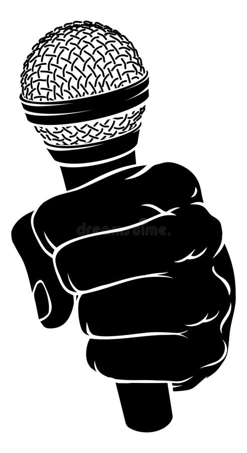 Fist Hand Holding Mic Microphone Cartoon Icon Stock Vector ...