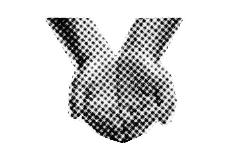 Hand, Fist, Palm, Dots Punk Y2k Black and White Collage Elements Stock ...