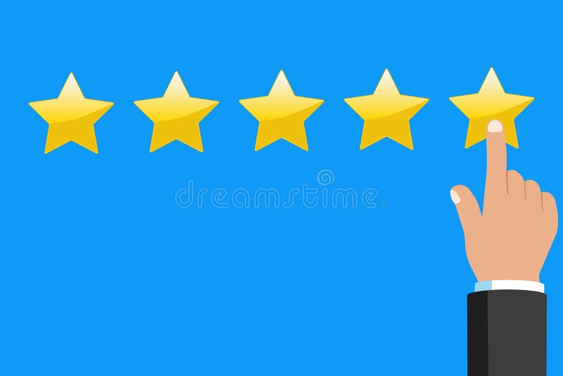 Hand and Five Stars. Rating, User Feedback Concept. Vector. Stock ...