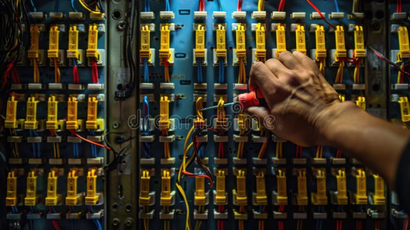 The Hand Fixing Electrical Panel.AI Generated Image Stock Photo - Image ...