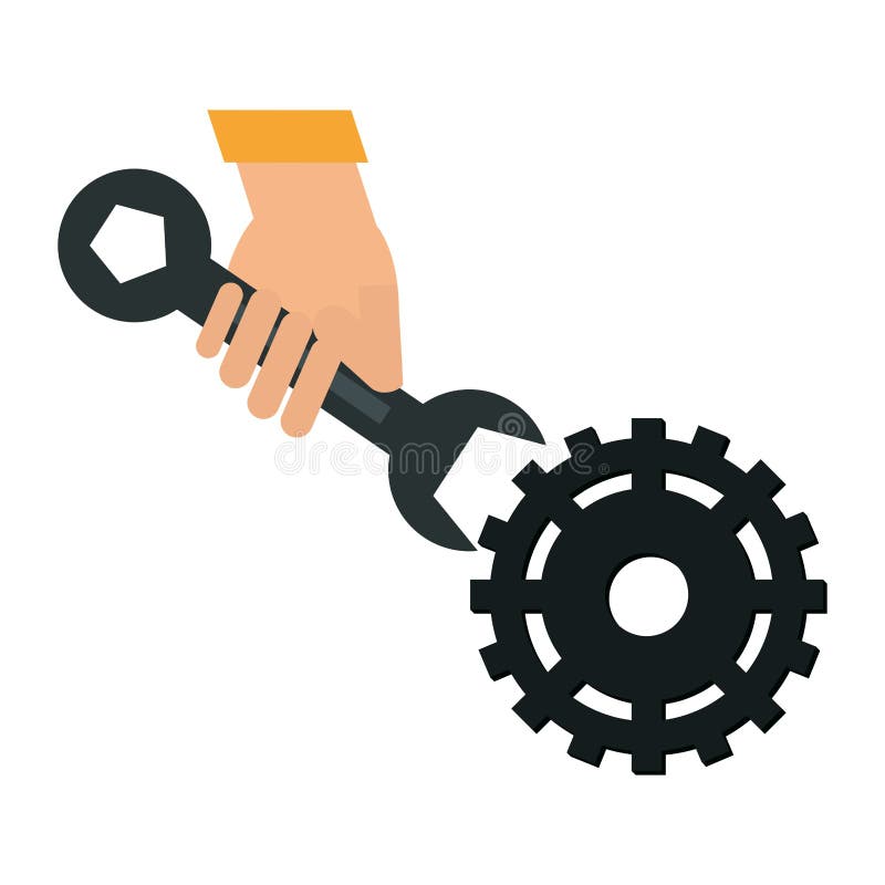 Hand Fixing Gear with Wrench Stock Vector - Illustration of gear ...