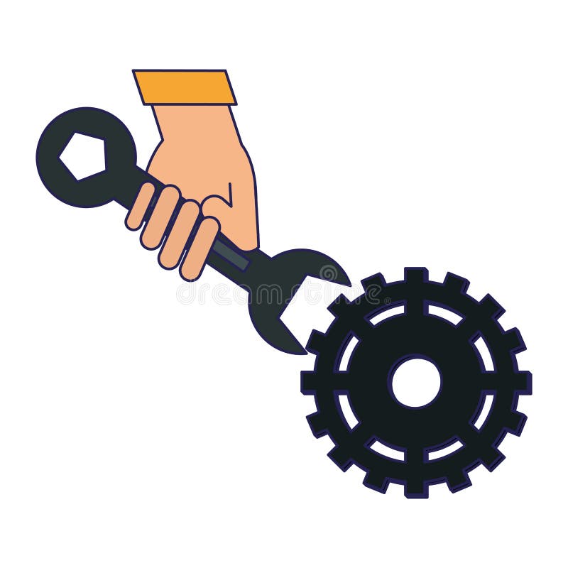Hand Fixing Gear with Wrench Stock Vector - Illustration of business ...
