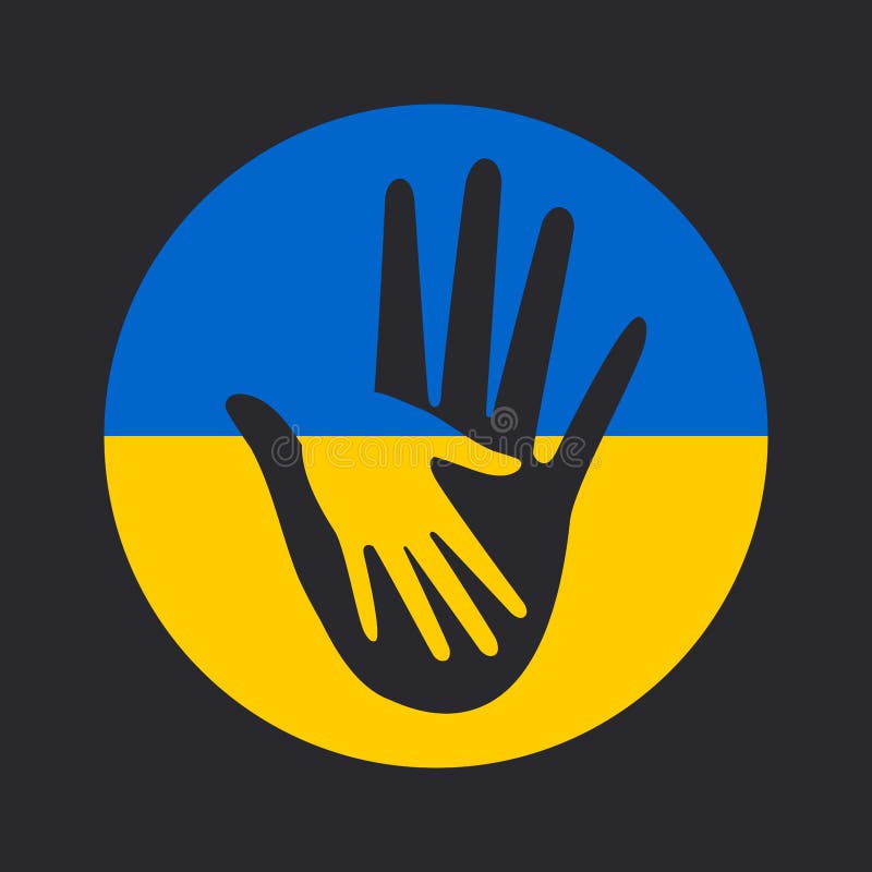 Hand in Hand Against the Background of the Ukrainian Flag, Symbolizing ...