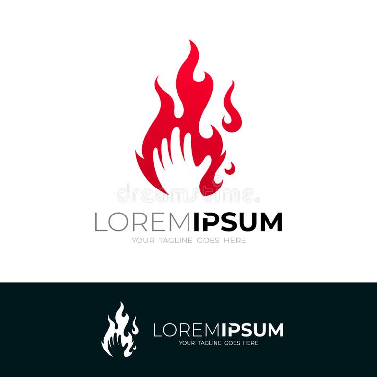 Hand and Flame Design Illustration, Dangerous Logos Stock Vector ...