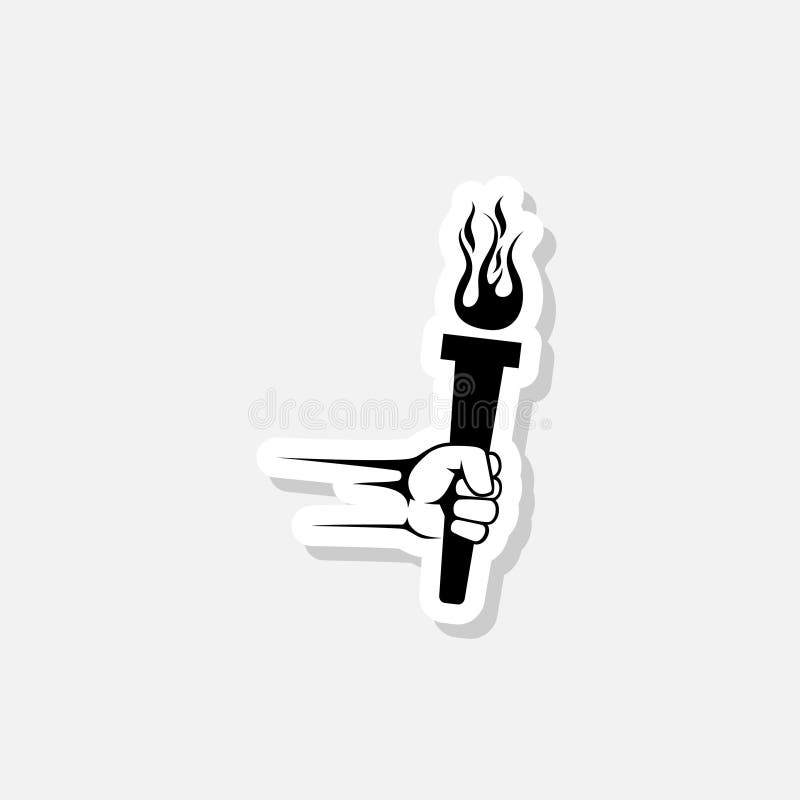 Hand with Flaming Torch Sticker Icon Stock Vector - Illustration of ...