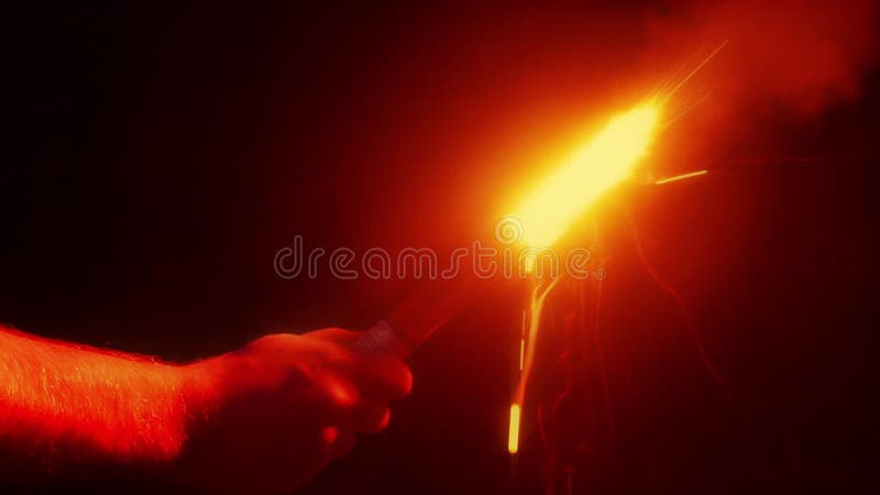 Hand Flare Glowing Bright Red at Night Stock Video - Video of glows ...