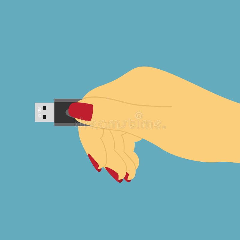 Hand with flash drive stock vector. Illustration of electric - 44672554