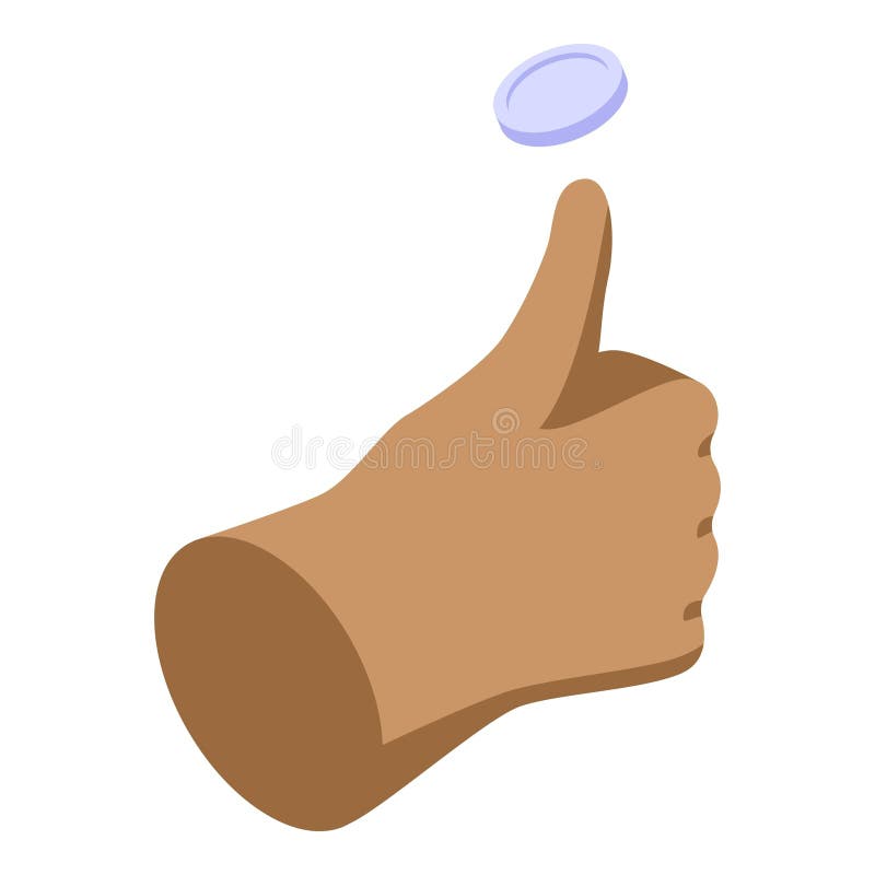 Hand Flipping Coin Making Decision Isometric Illustration Stock ...