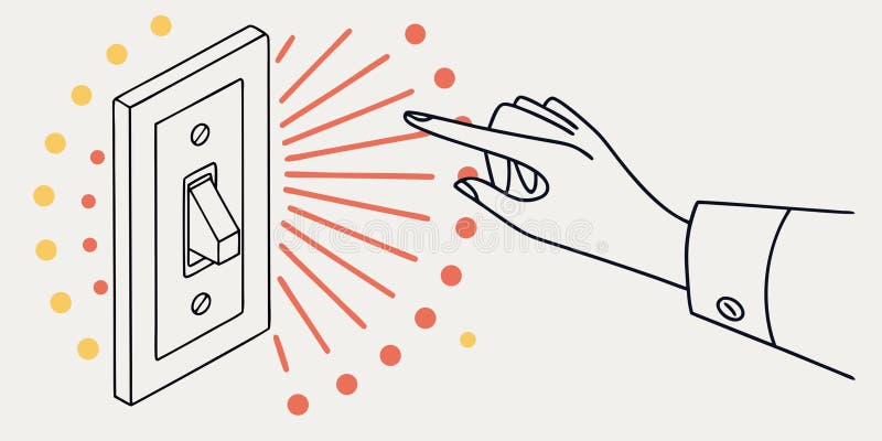Hand Flipping Light Switch, on Off Control, Vector Design Generative AI ...