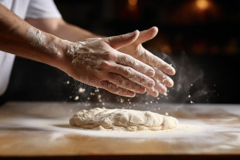 A Hand Flipping a Raw Pizza Dough in the Air Stock Illustration ...