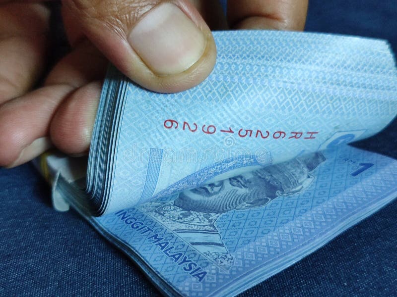Blue Malaysian Paper Money Worth One Malaysian Ringgit Stock Photo ...