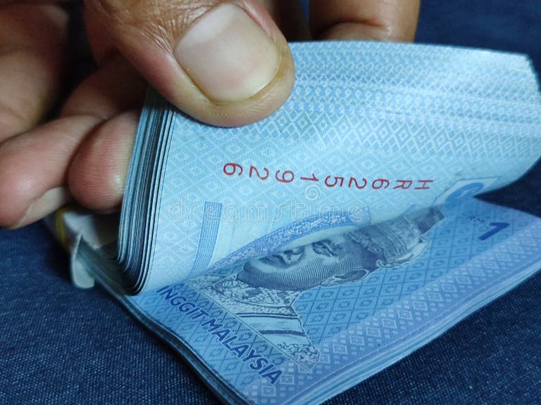 Blue Malaysian Paper Money Worth One Malaysian Ringgit Stock Photo ...