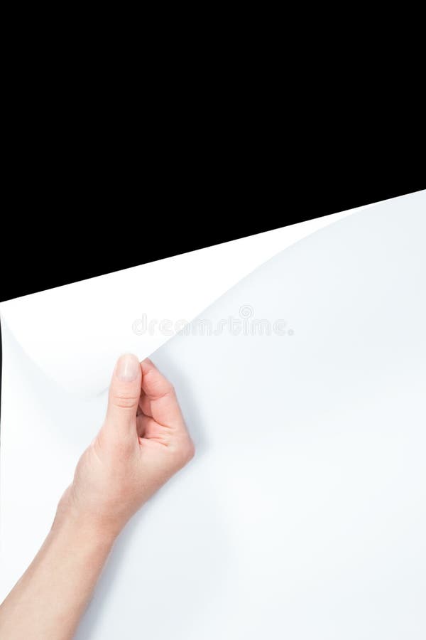 A Hand Flips a Sheet of Paper Presentation Office Stock Image - Image ...