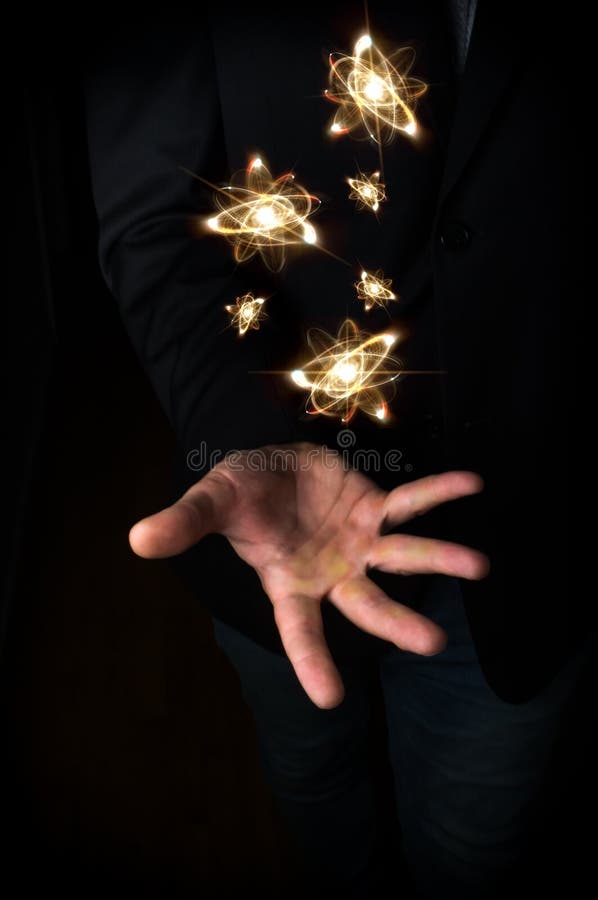 Hand Floating Atoms stock image. Image of micro, nuclear - 76513753