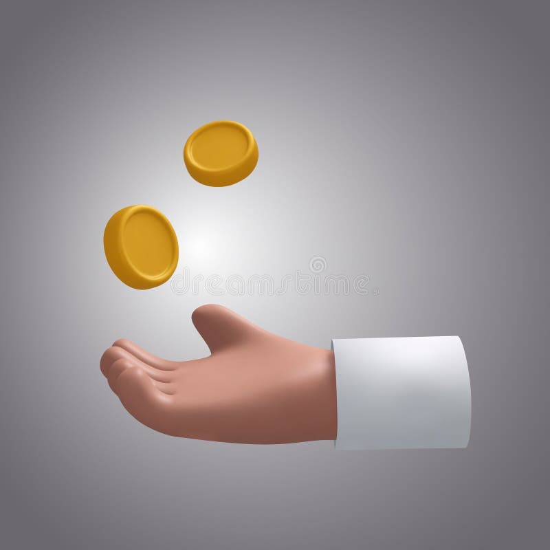 Hand with flying coins 3d stock vector. Illustration of money - 251370293