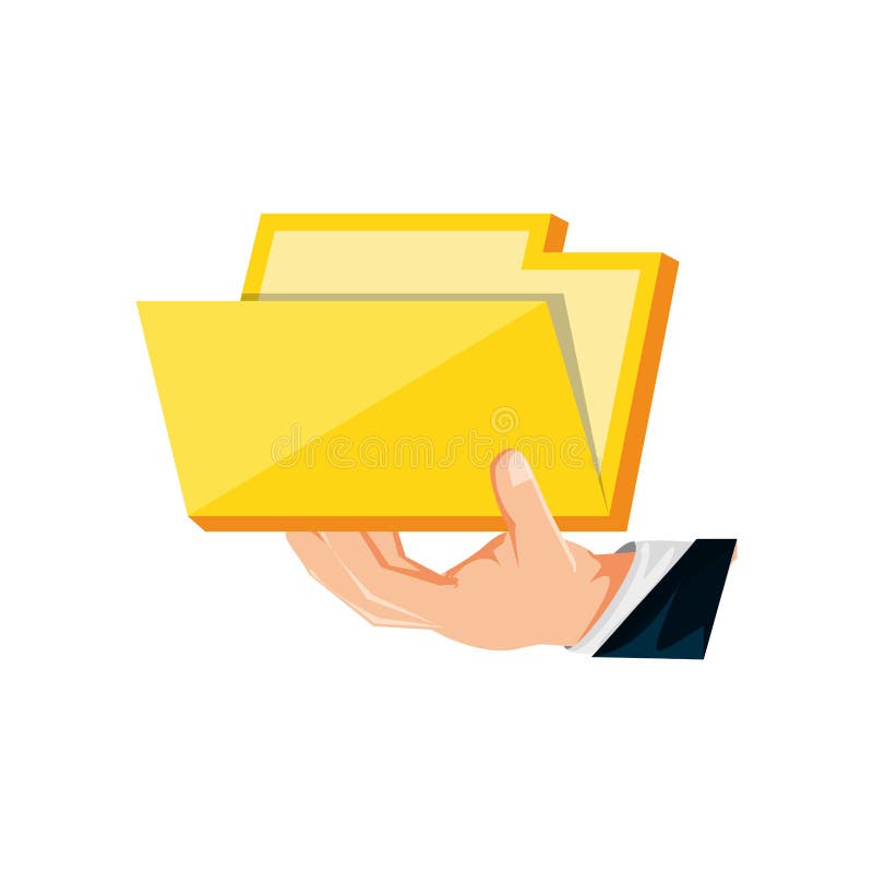 Hand with Folder Document Isolated Icon Stock Vector - Illustration of ...
