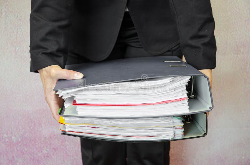 Hand with folders stock photo. Image of stack, file, hold - 56911006