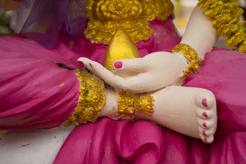 Hand and Foot Brahma Statue in Thai Temple Stock Photo - Image of ...
