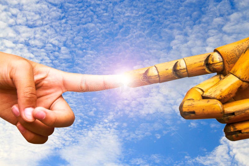 Hand with Forefinger Pointing with Wooden Forefinger Hand on the Stock ...