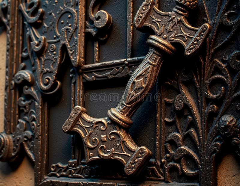 Hand-forged Iron Ornament with Blacksmith Hammer Texture, Displayed in ...