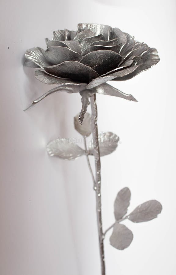 Hand Forged Rose. Rose Handmade Forged from Metal on a White Back Stock ...