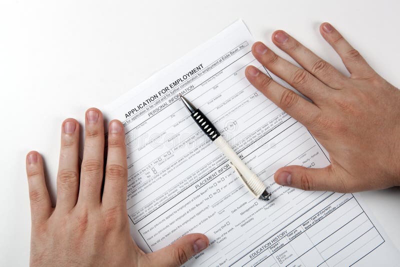 Human Hand and the Form of the Document Application for Employment ...