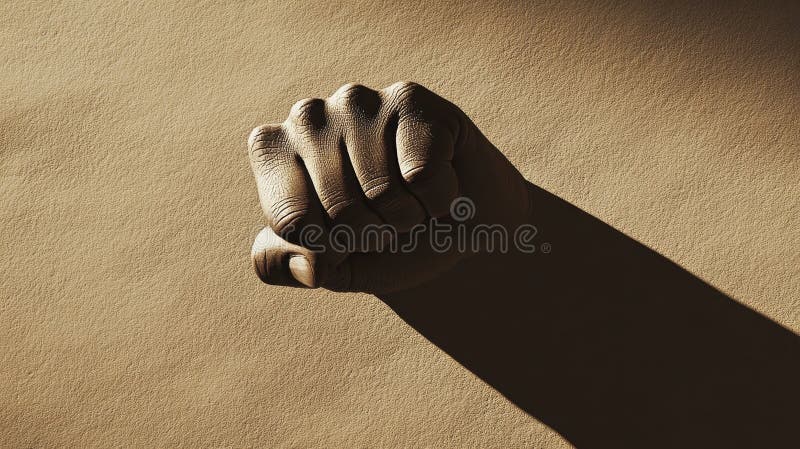 Clenched Fist Casting a Shadow on a Textured Background Stock Image ...