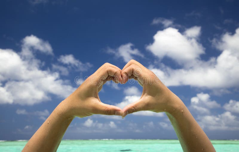 Hand Forming a Heart on Beach Stock Image - Image of fresh, hand: 19087991