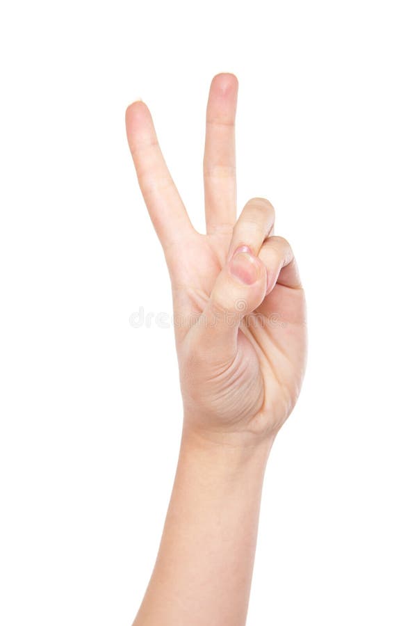 Hand Forming Victory Sign Isolated on White Stock Photo - Image of ...
