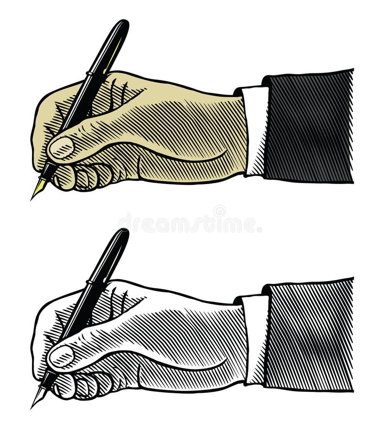 Hand with fountain pen stock vector. Illustration of billing - 20843398