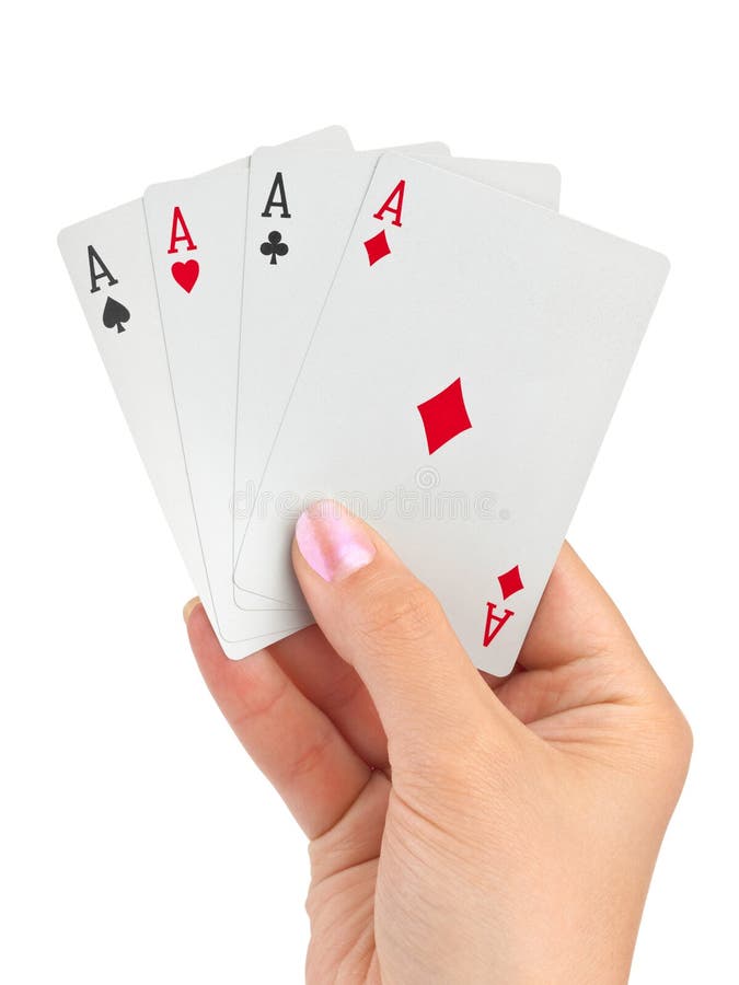 Hand with four aces stock image. Image of gamble, open - 34891619
