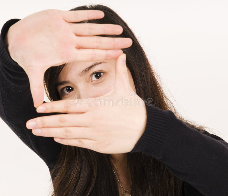 Hand frame stock image. Image of eyes, looks, hands, look - 6086425