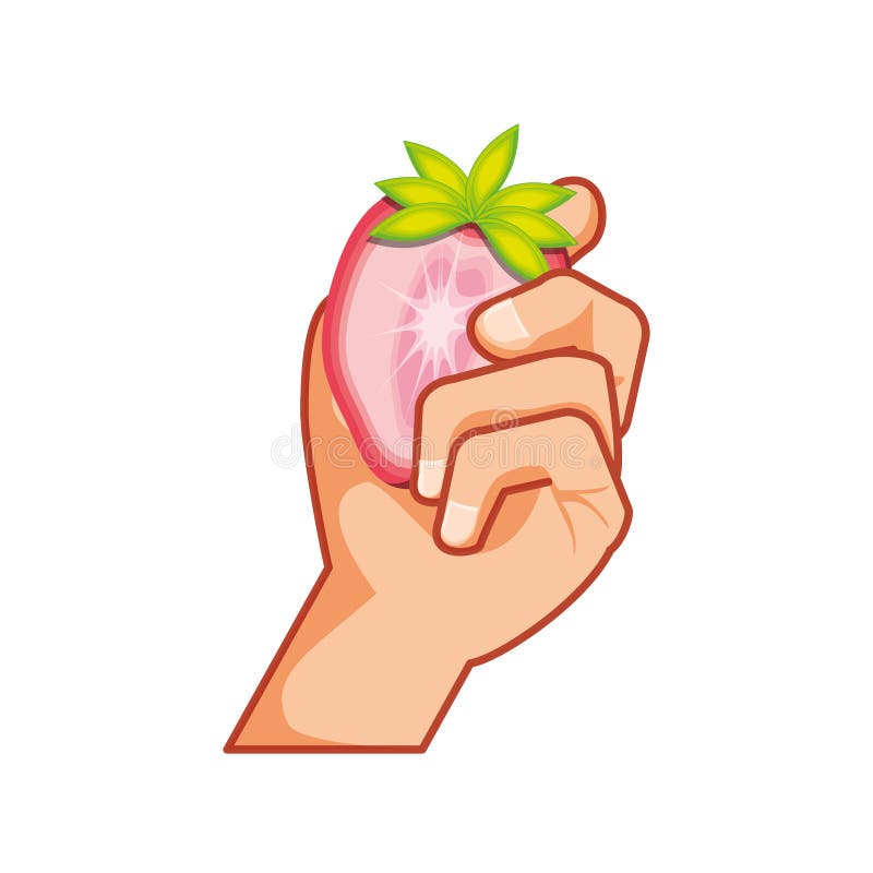 Hand with Fresh Strawberry Fruit Stock Illustration - Illustration of ...