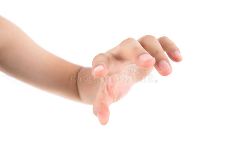A Hand Grabbing Downwards in Front of a White Background Stock Photo ...