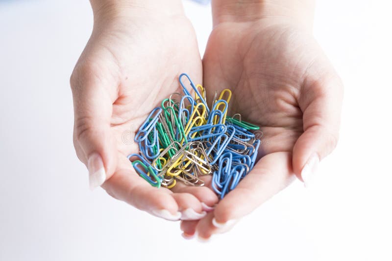 Hand full of paper clips stock image. Image of document - 46789565