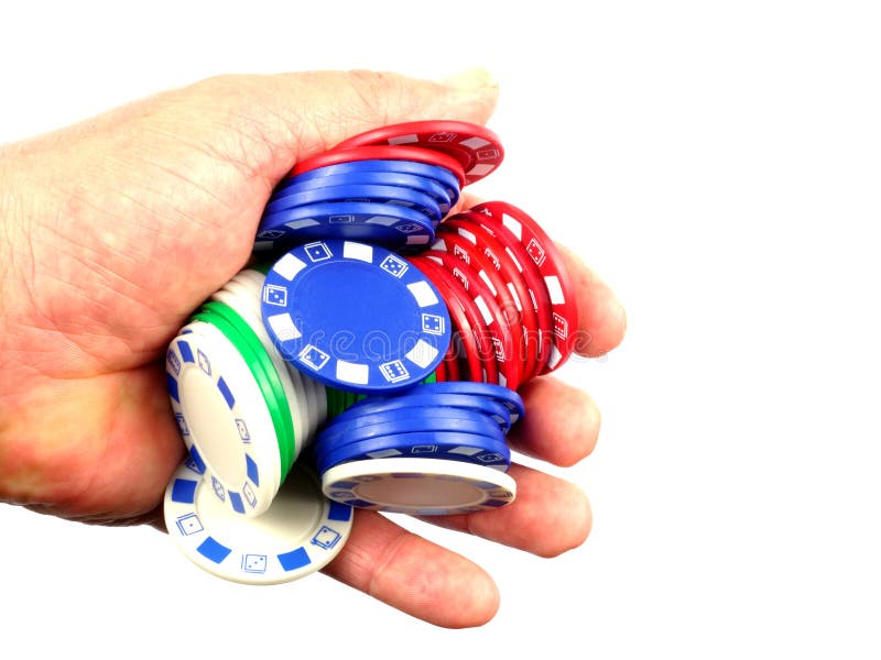 Hand full of Poker Chips stock photo. Image of hold, palm - 51987274