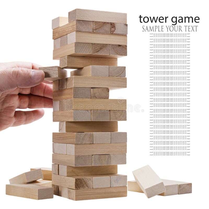 Hand Game is a Tower Made of Wooden Blocks Isolated Stock Image - Image ...